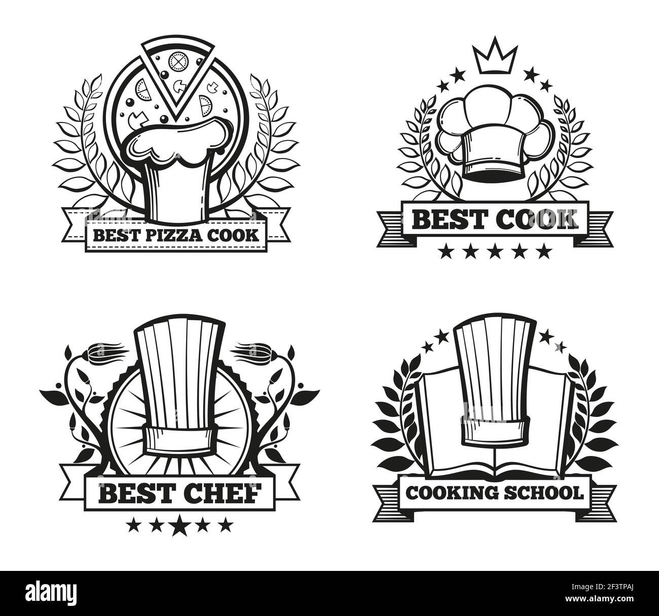 Vector chef hat labels template for restaurant menu design. Label best ...