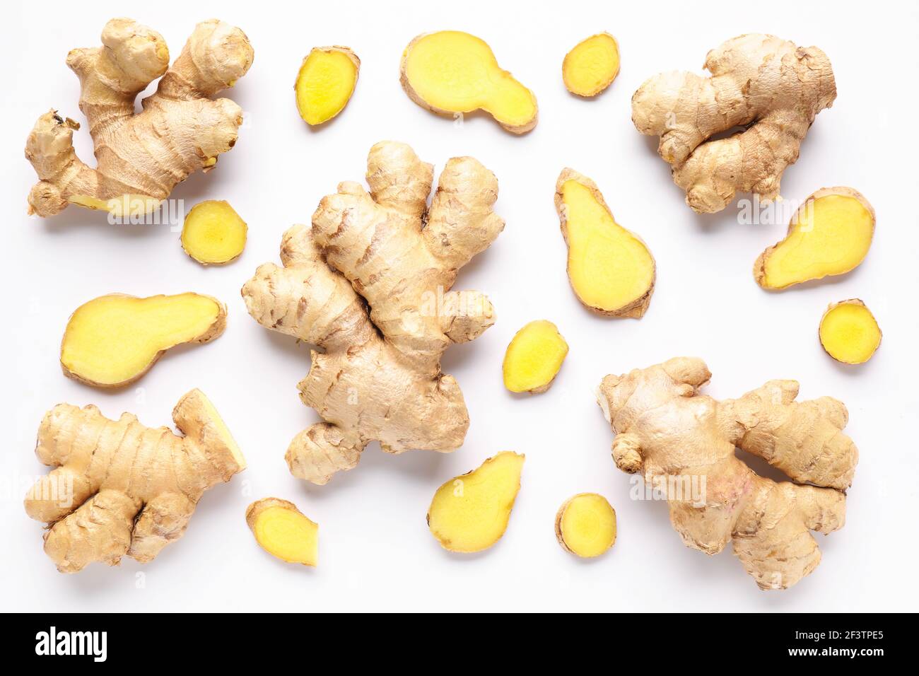 Fresh ginger on white background Stock Photo - Alamy