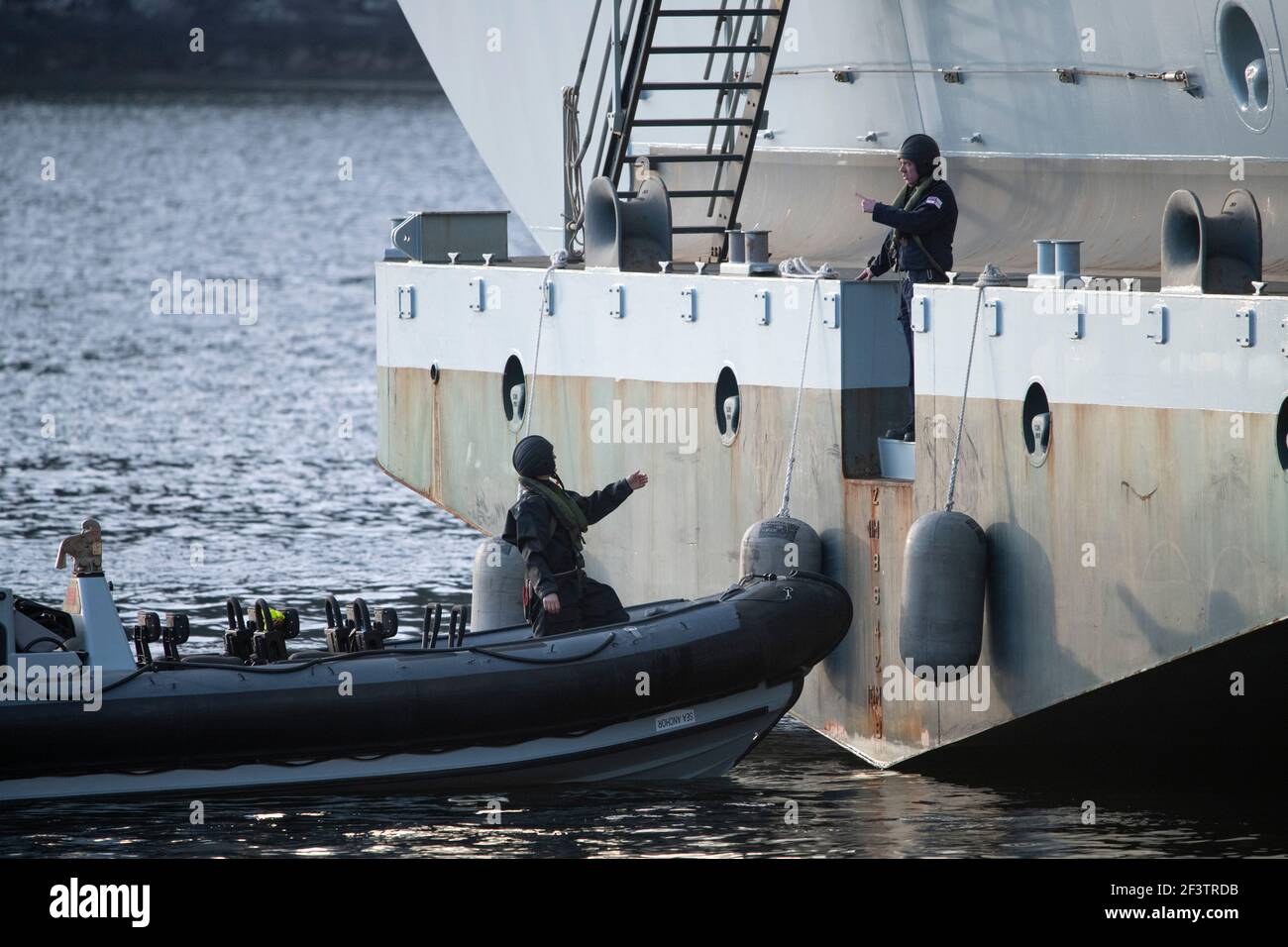 Finnart, Loch Long, Scotland, UK. 17 March 2021. Royal Navy crew ...