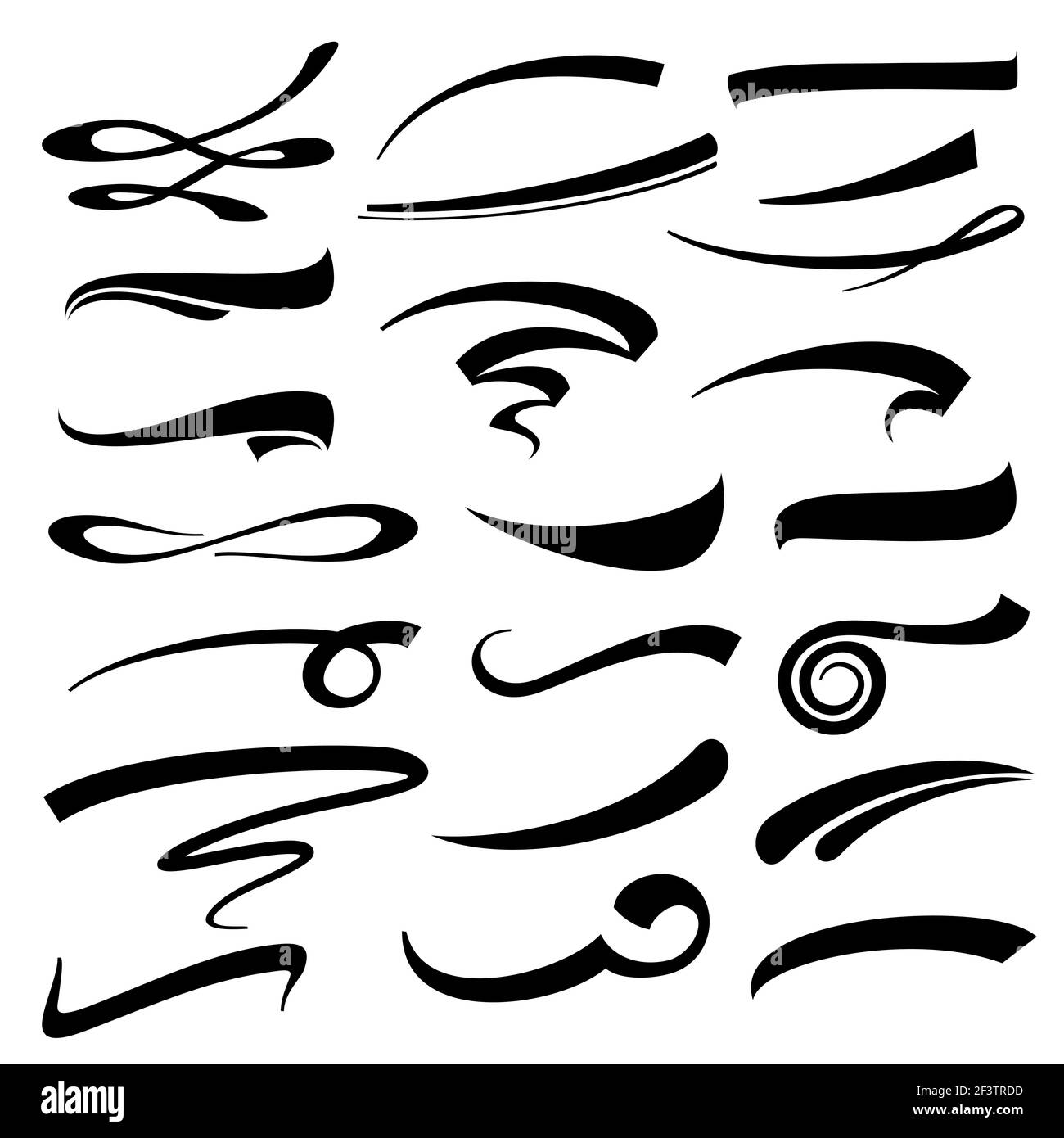 Hand lettering vector underlines set. Underline typography marker or ...