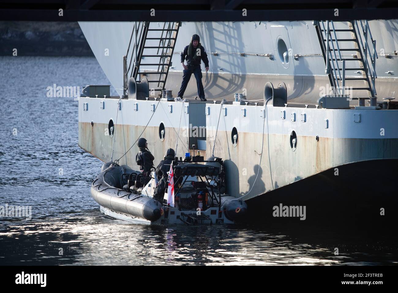 Finnart, Loch Long, Scotland, UK. 17 March 2021. Royal Navy crew ...