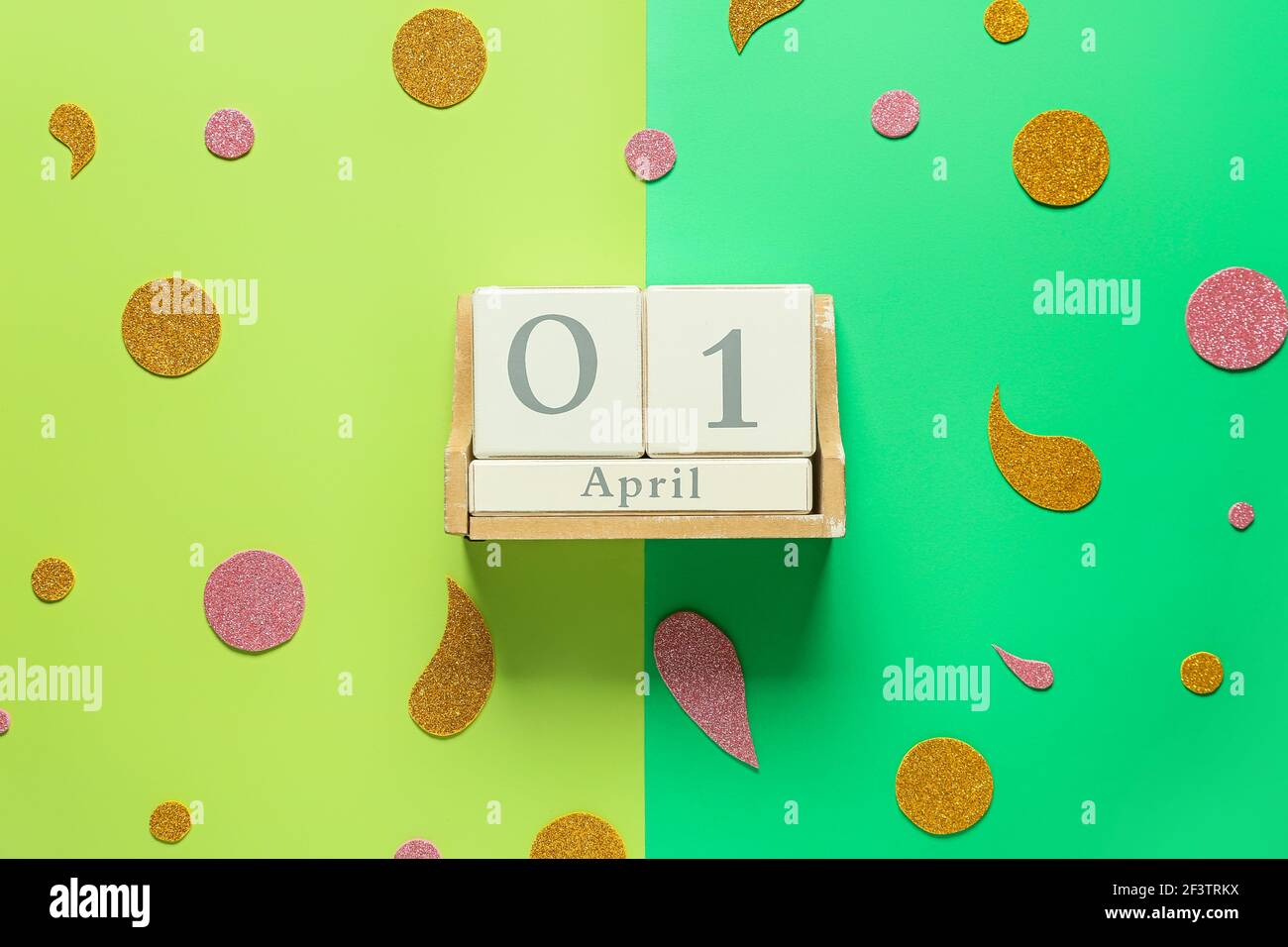 Calendar with date of April Fools Day on color background Stock Photo ...