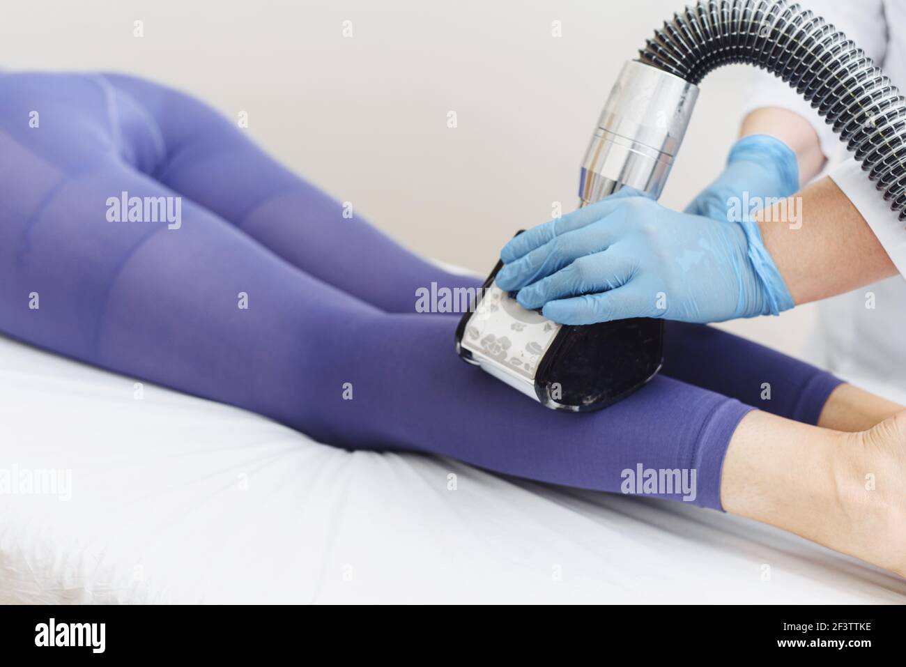 Young Woman Doing Lpg Leg Procedure Advertising Lymphatic Drainage