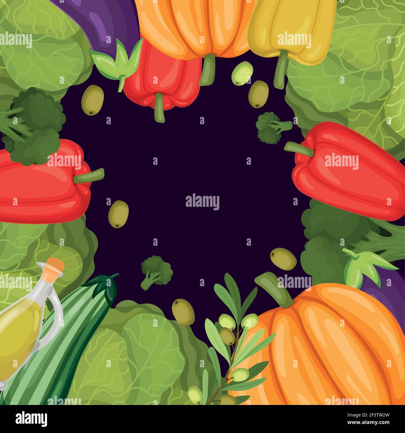 healthy vegetables frame Stock Vector Image & Art - Alamy