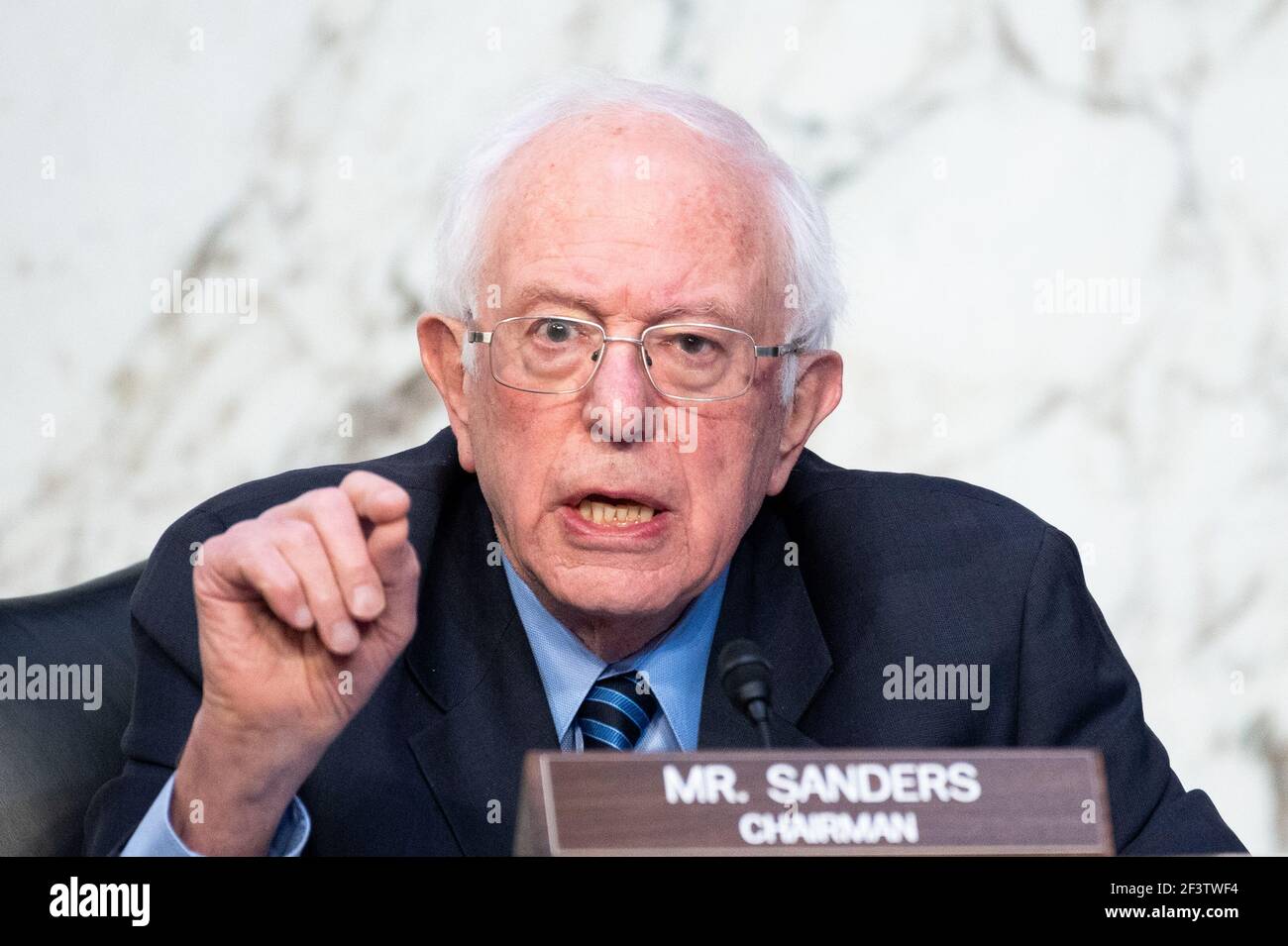 U.S. Senator, Bernie Sanders (I-VT) speaking at a hearing of the Senate ...