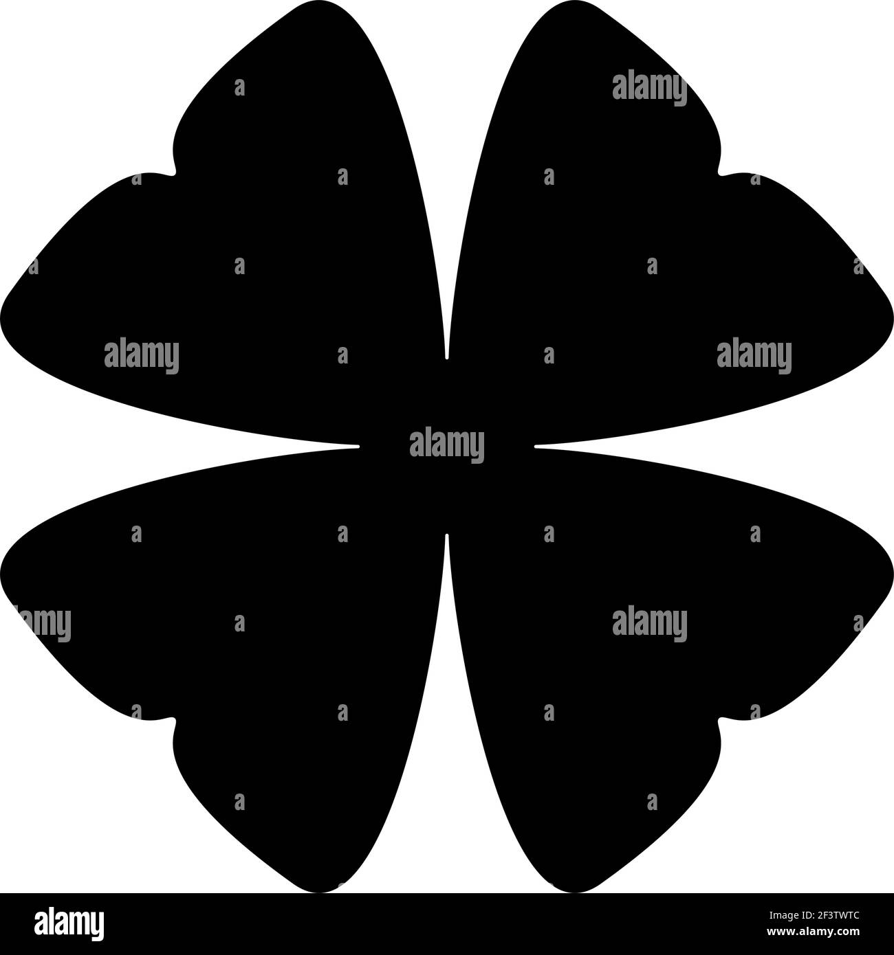 Shamrock silhouette - black four leaf clover icon. Good luck theme ...