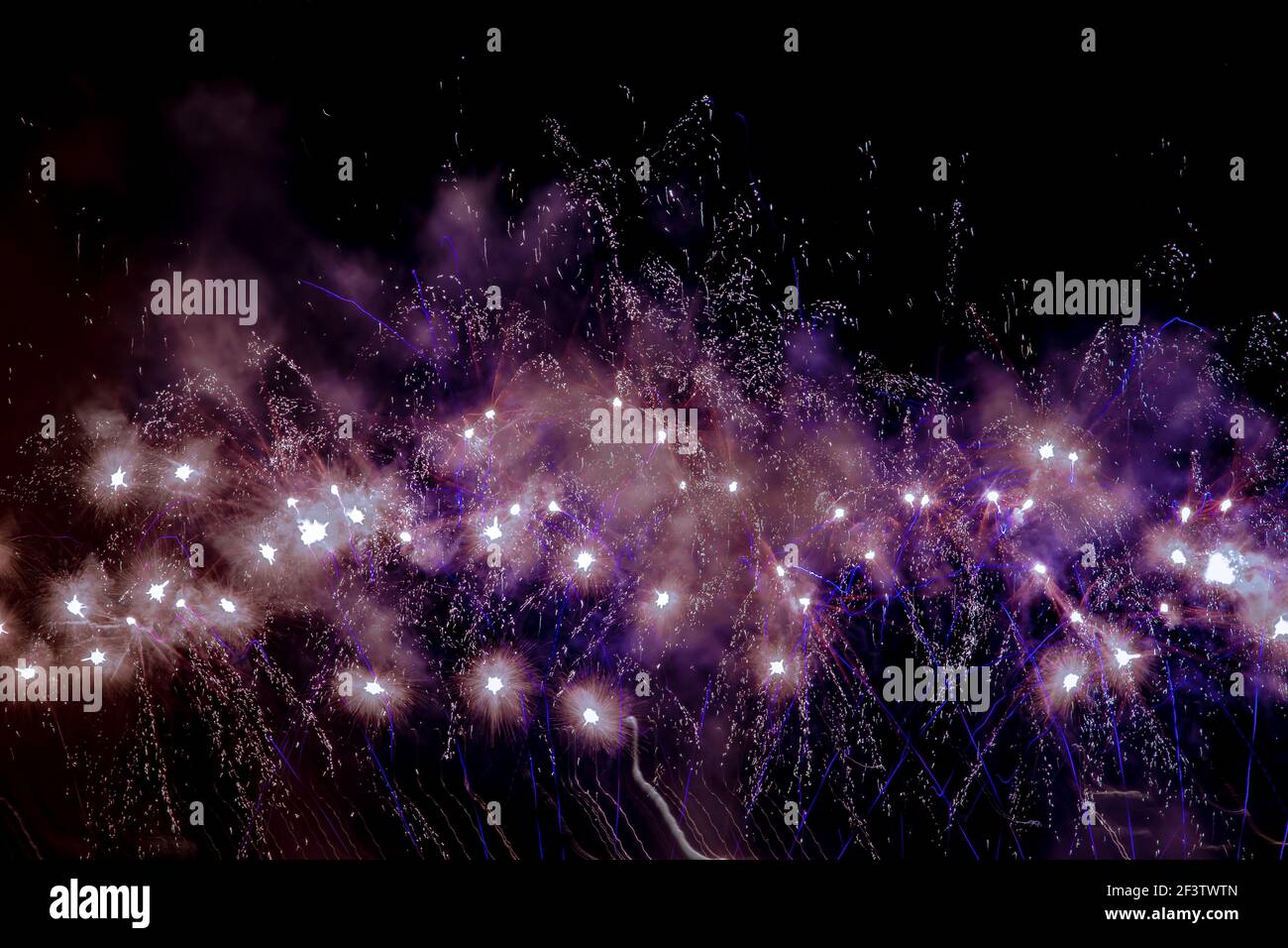 Unique fireworks at night. Handheld, long exposure Stock Photo - Alamy