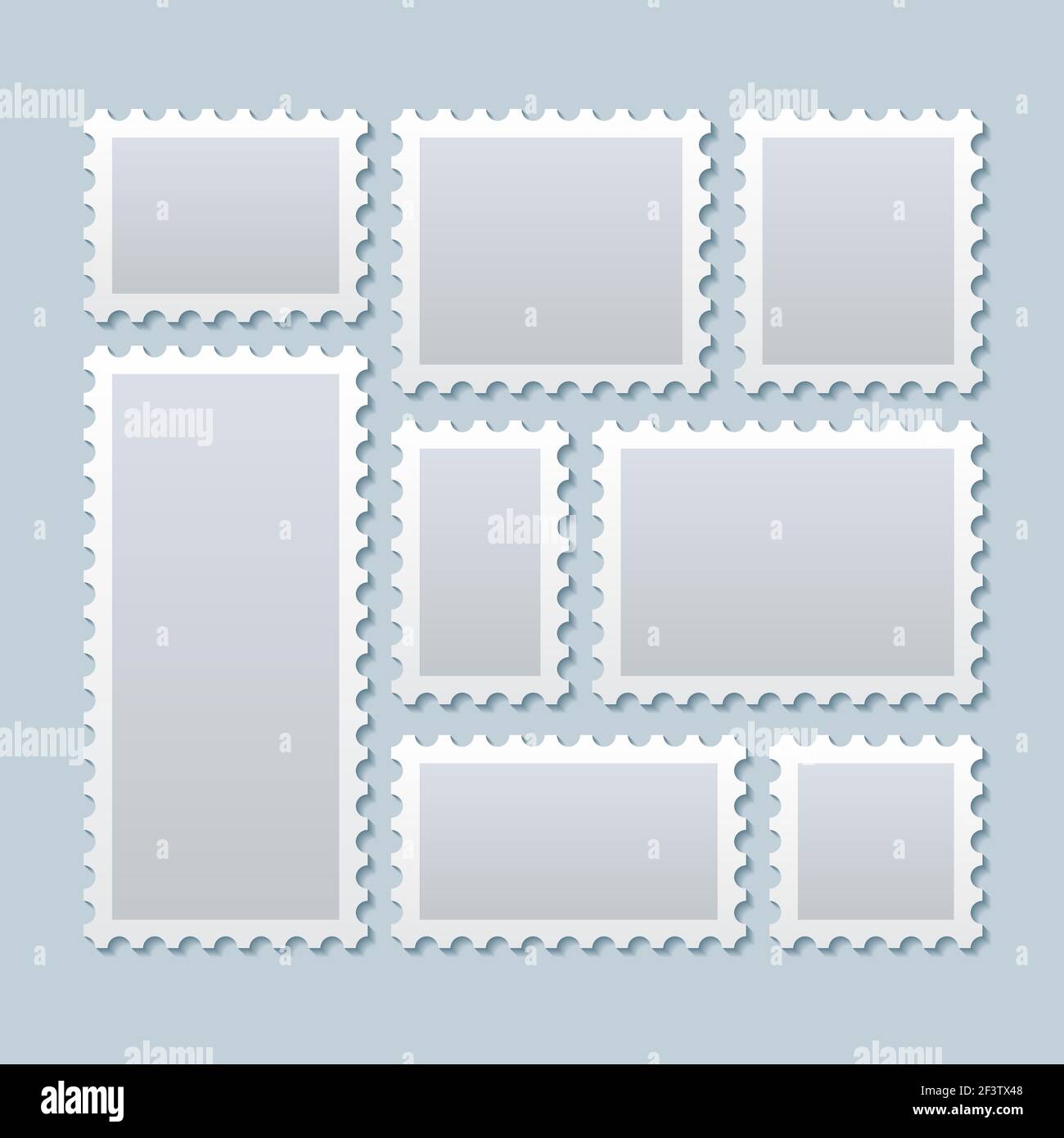 Blank postage stamps in different size. Stamp mark postage, paper mark ...