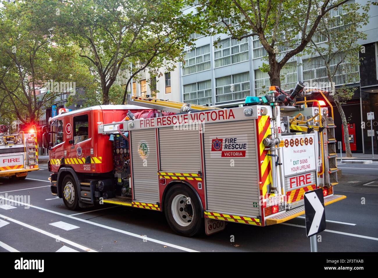 Australian Fire brigade engine truck in Melbourne city centre,Victoria ...