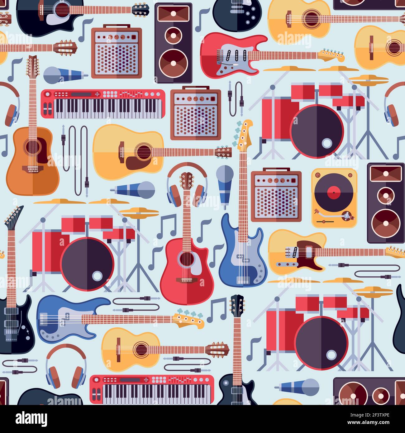 Music instruments seamless vector background. Music pattern, instrument ...