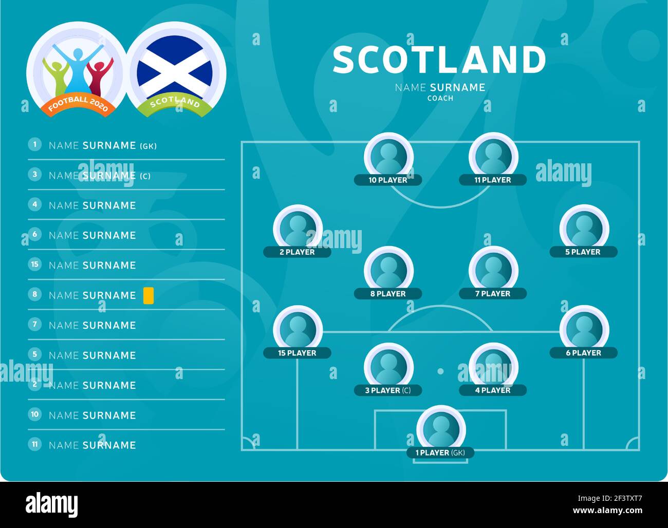 Scotland line-up Football 2020 tournament final stage vector ...