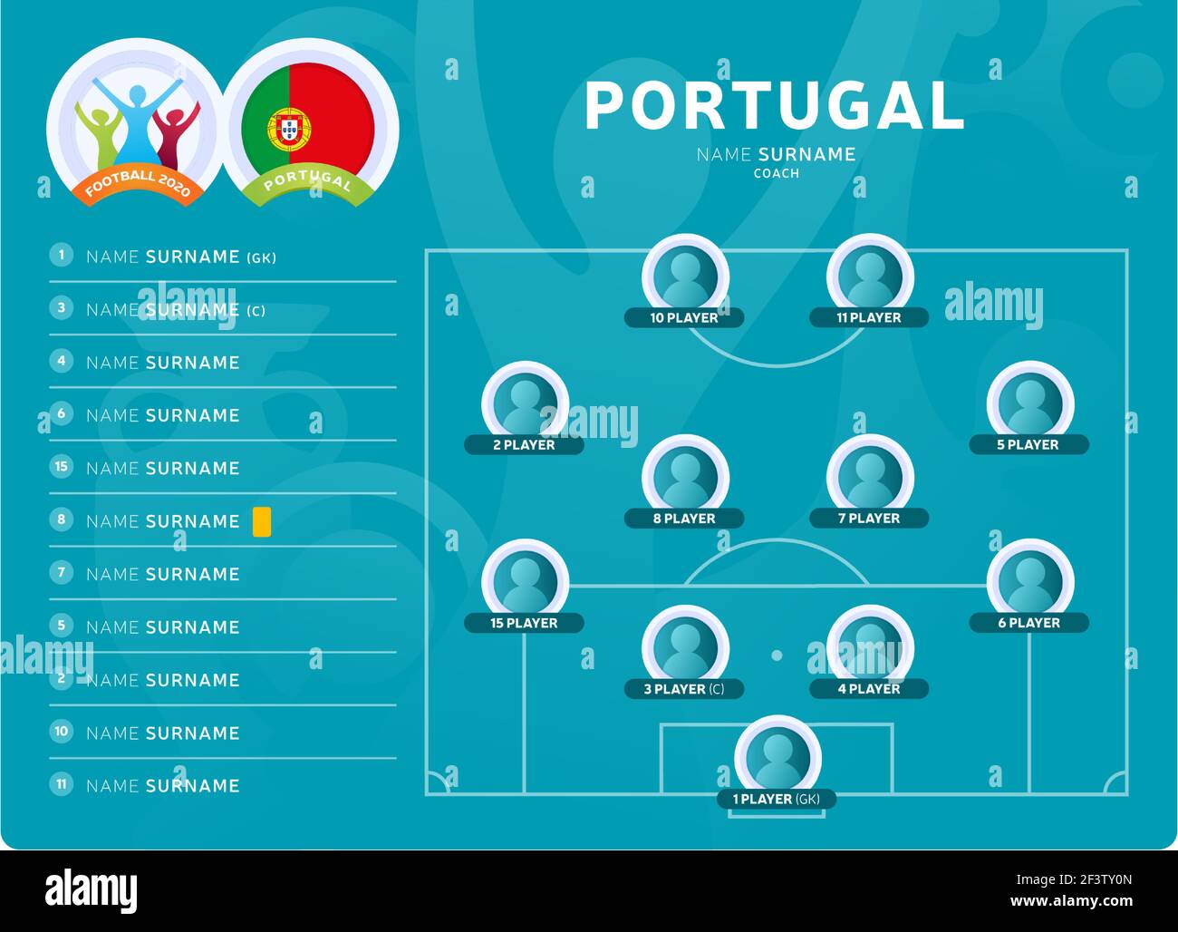 France line-up Football 2020 tournament final stage vector illustration ...