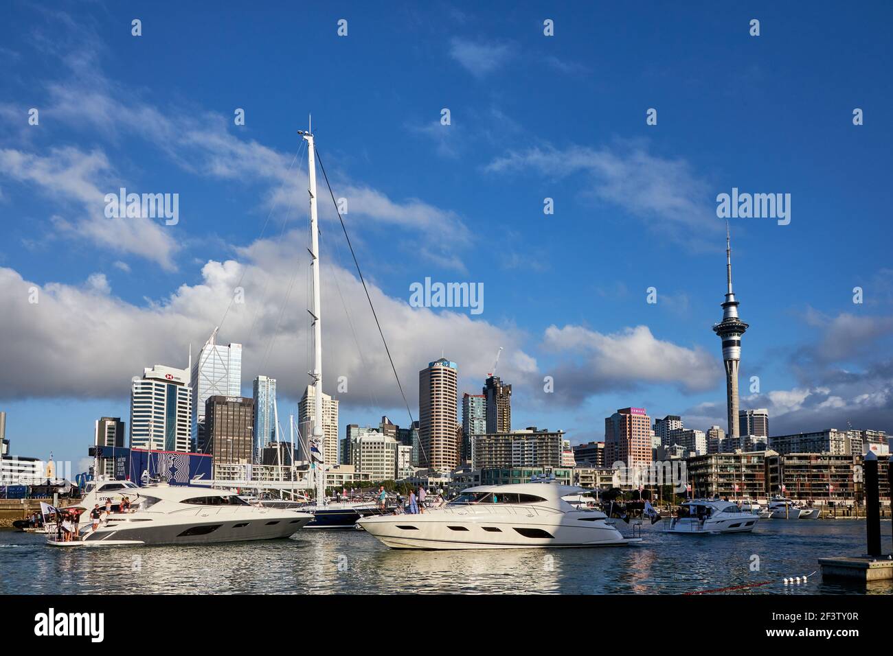 Spectator boats at the America's Cup Village in the Viaduct Harbour ...