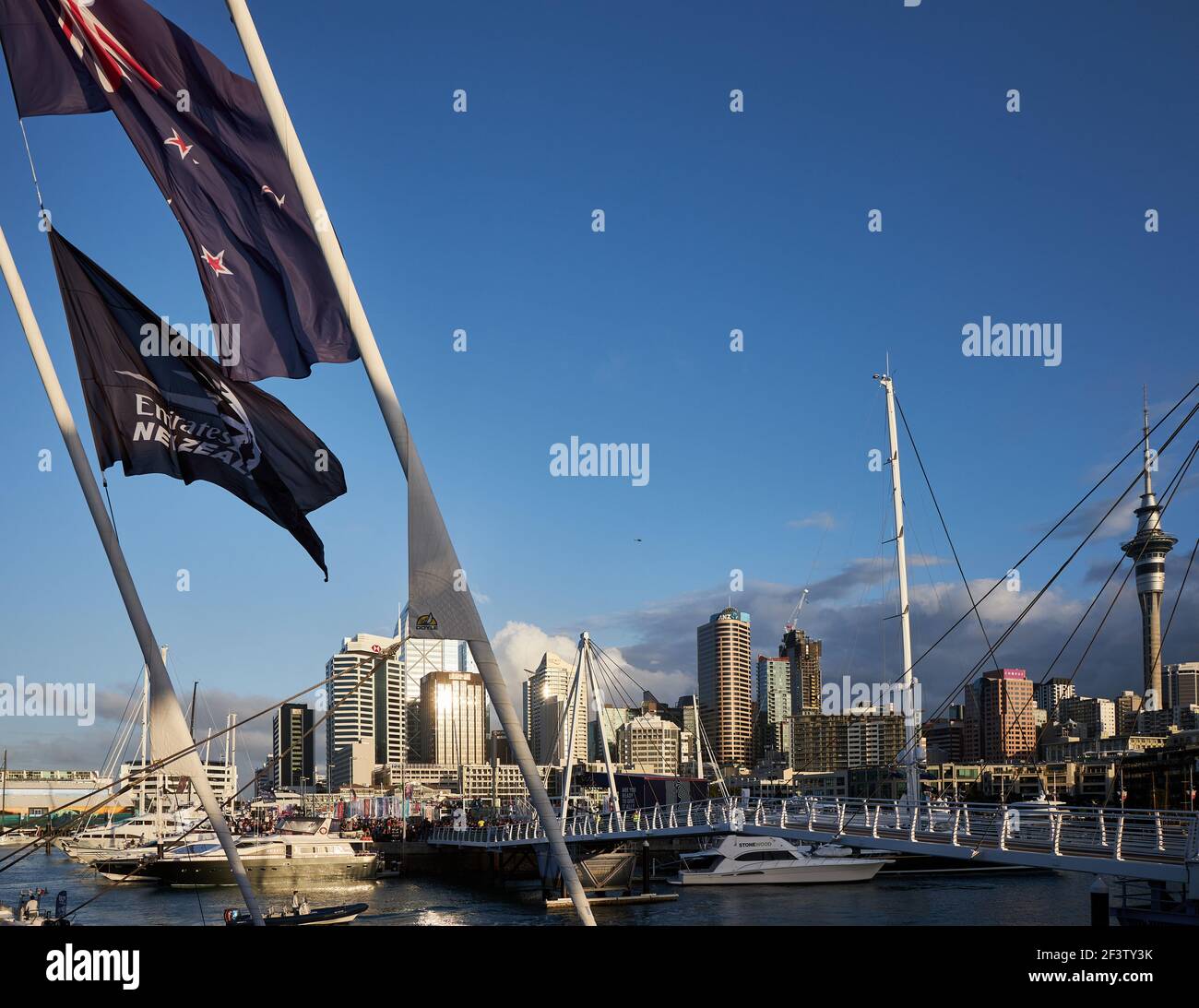 America's Cup Village in Auckland on the day Emirates Team New Zealand ...