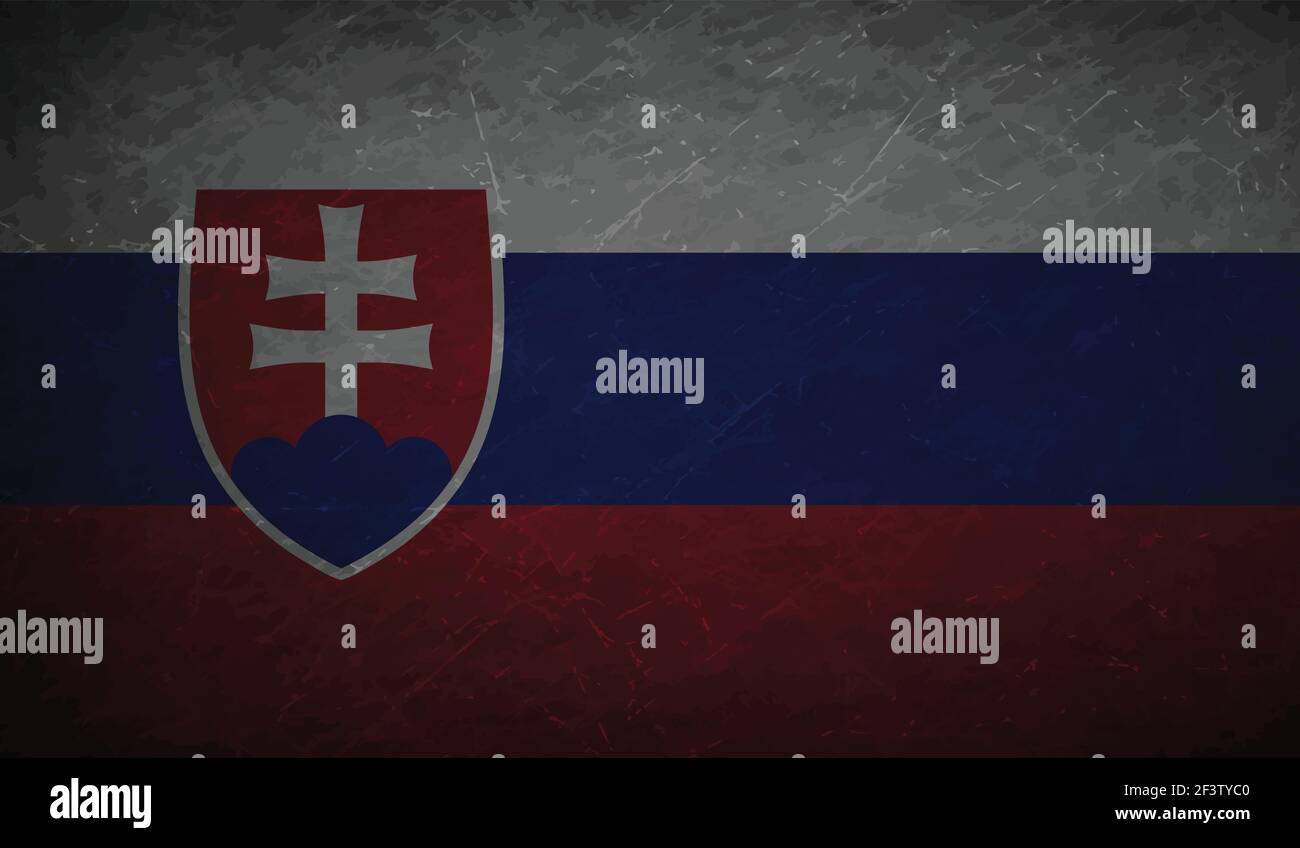 Slovakia flag with waving grunge texture. Vector background Stock ...