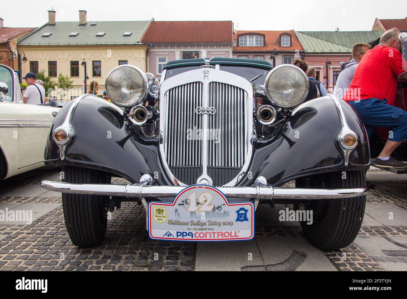 Horch car model 853 1930s convertible roadster in black colour, front ...