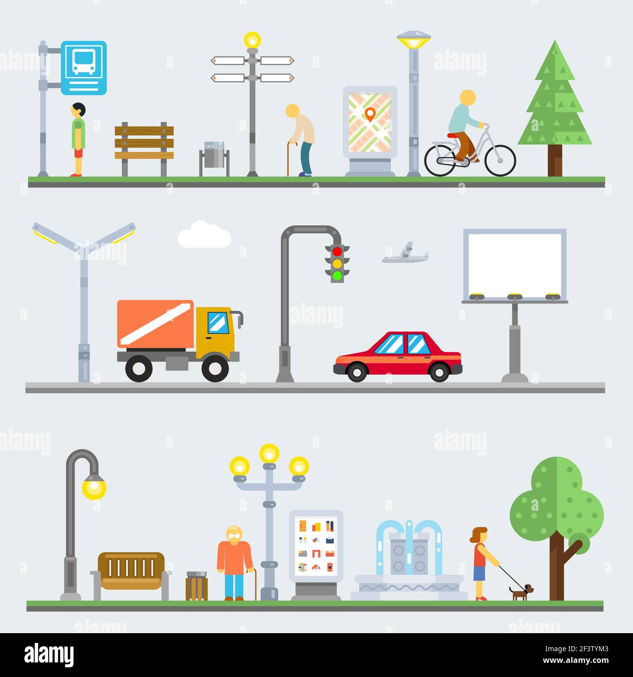 Urban landscape set. Vector cityscape or street landscapes set with ...