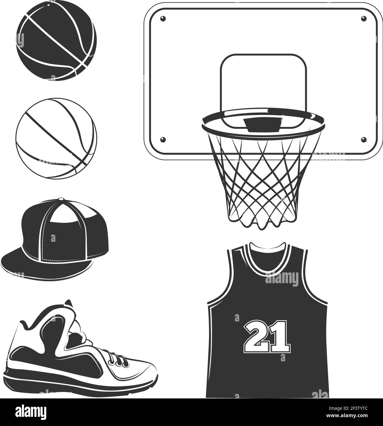 Vector elements, icons for basketball club labels. Basketball sport ...