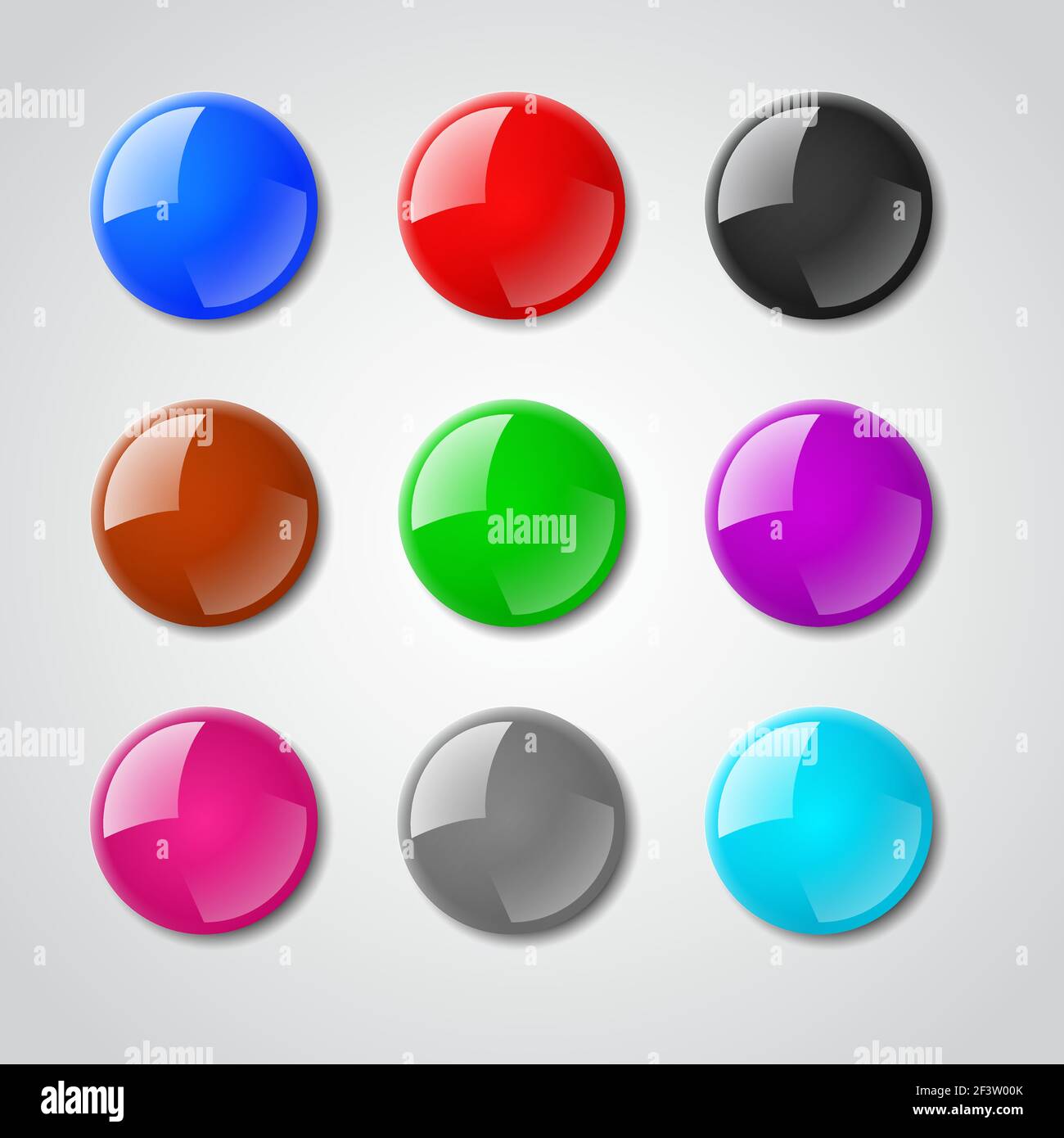 Color pin magnet vector set. Button pin magnet, reflection pin magnet ...