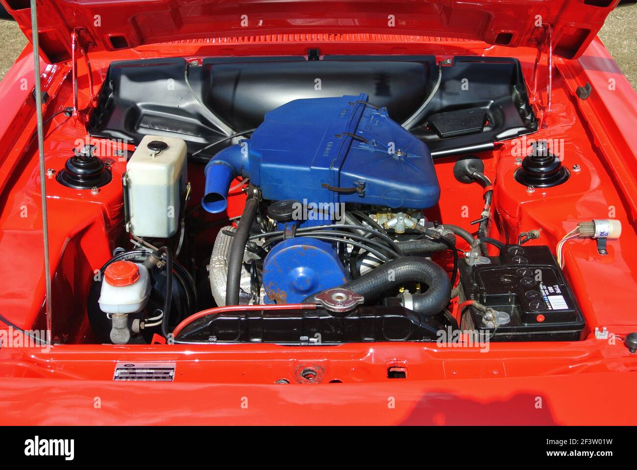 The engine of a 1967 Fiat 600 parked up on display at the English ...