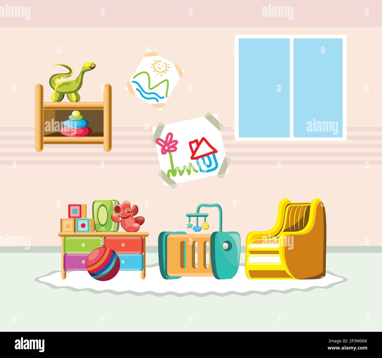 Nursery window furniture toys Stock Vector Images - Alamy