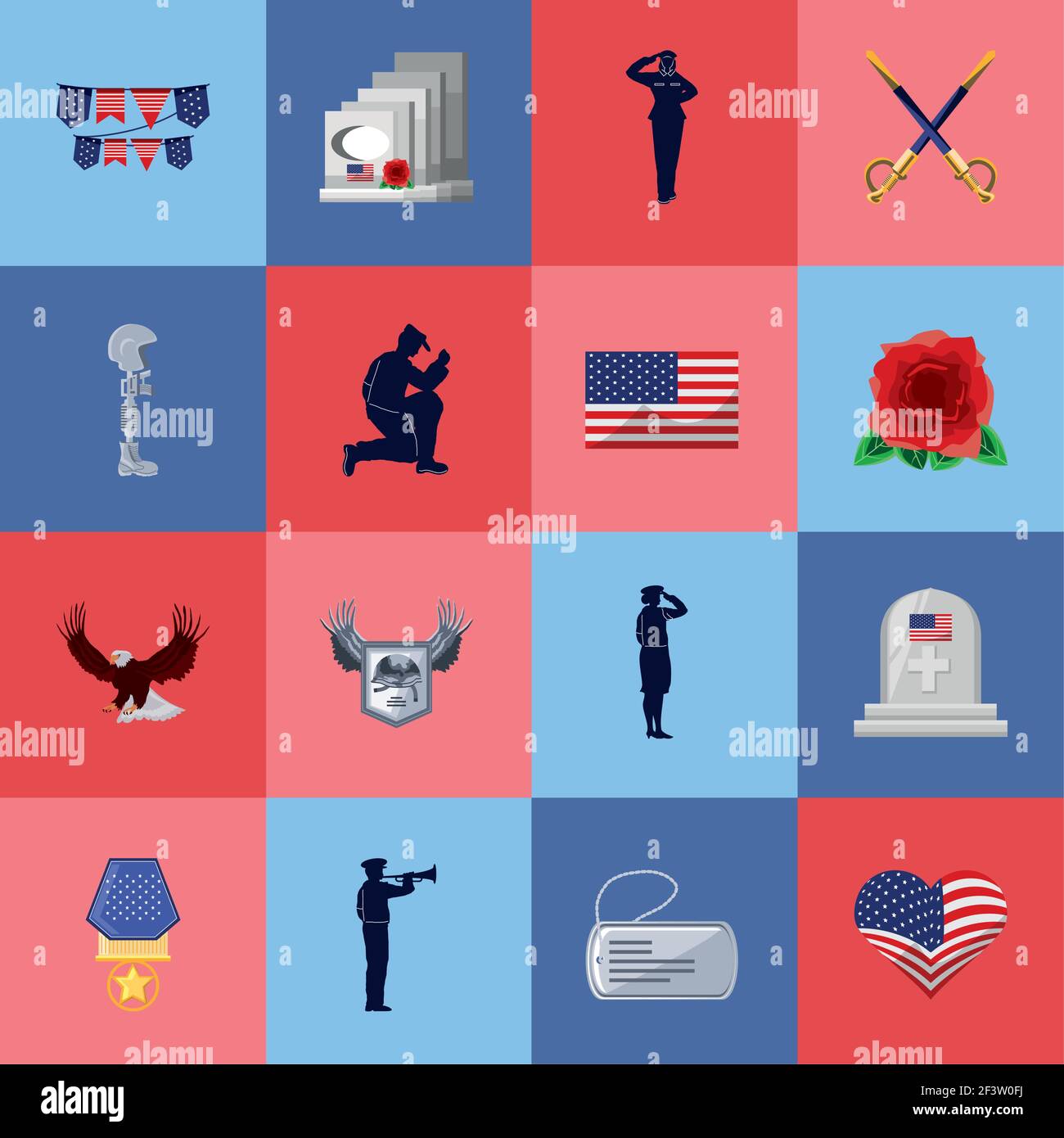 memorial day flag gravestone soldier Stock Vector Image & Art - Alamy