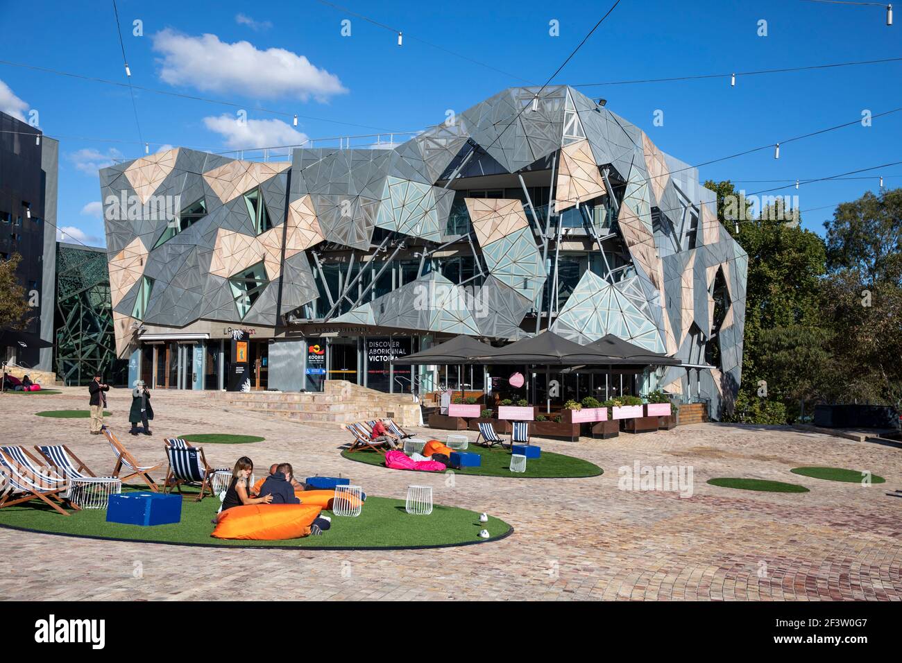 Federation Square in Melbourne city centre on an autumn day,Melbourne ...