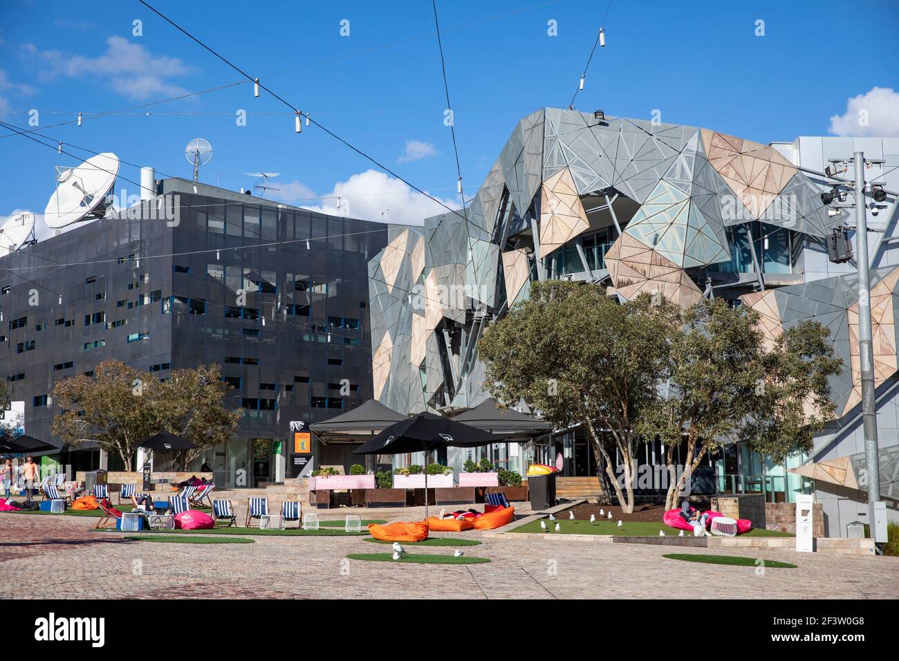 Federation Square in Melbourne city centre on an autumn day,Melbourne ...
