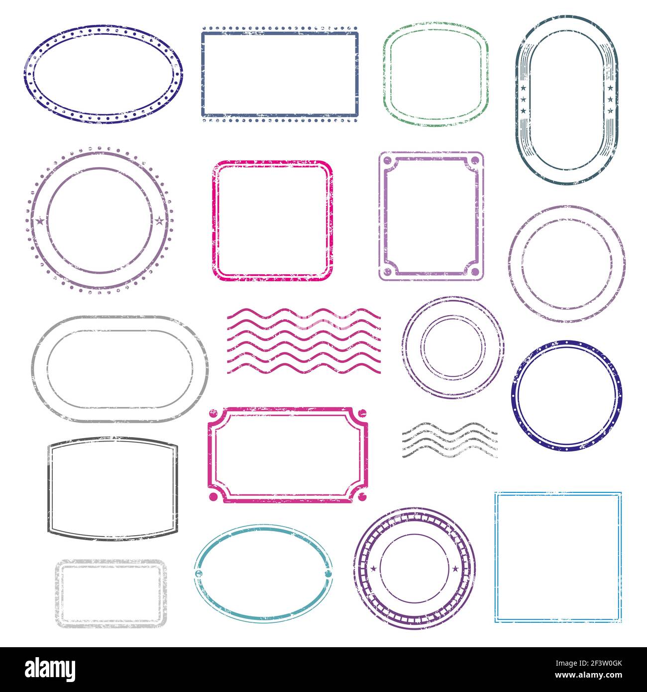 Stamps frames vector set. Stamp grunge ink rubber labels Stock Vector ...