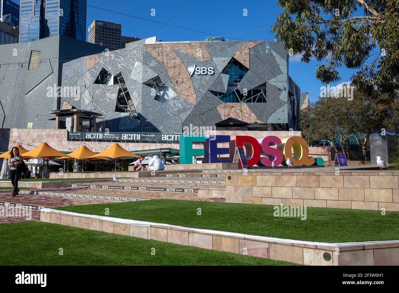 Federation Square in Melbourne city centre on an autumn day,Melbourne ...