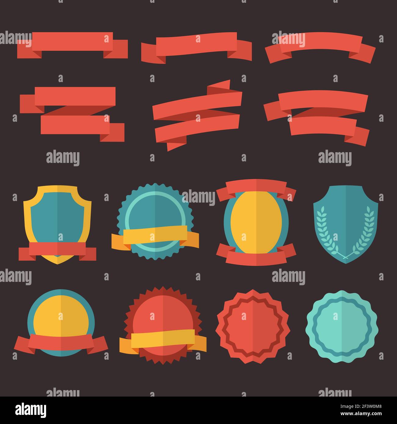 Retro badges, labels and ribbons. Ribbon and sticker badge, label ...