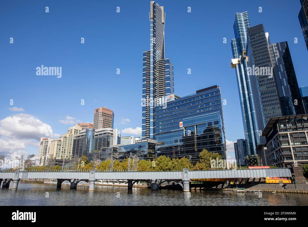 Melbourne city centre and southbank skyline,eureka high rise skyscraper ...