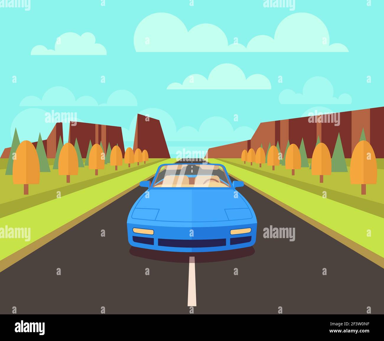 Rural road car driving Stock Vector Images - Alamy