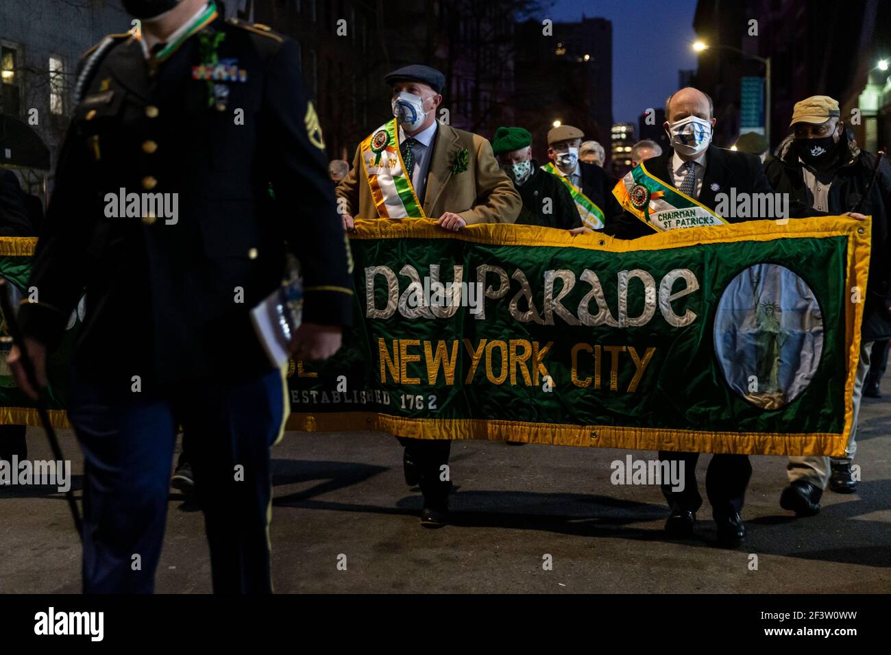New York, NY - March 17, 2021: VIP members of parade organization march ...