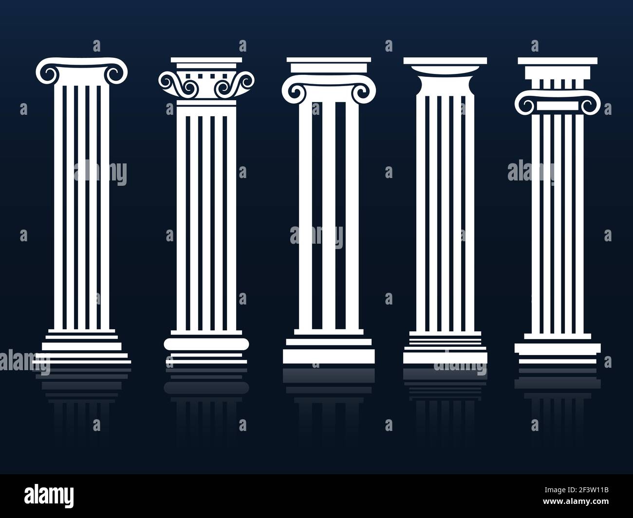 Classic columns. Ancient vector architecture roman and greek pedestal column set illustration ...