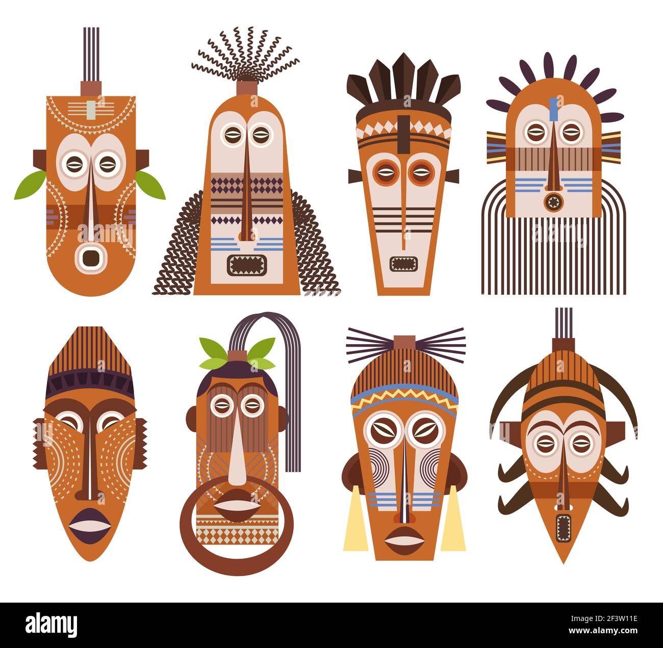 Tribal mas icons. African ethnic tribal masks signs vector Stock Vector ...