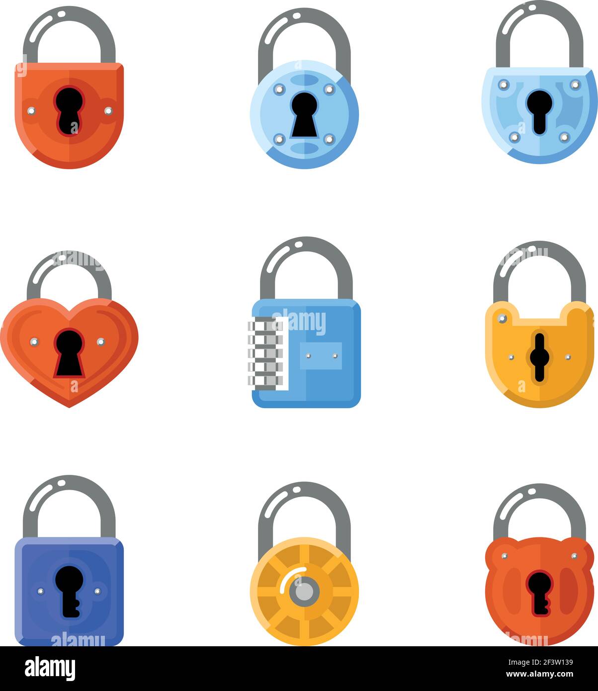 Padlock flat icons. Lock vector signs. Vector illustration Stock Vector ...