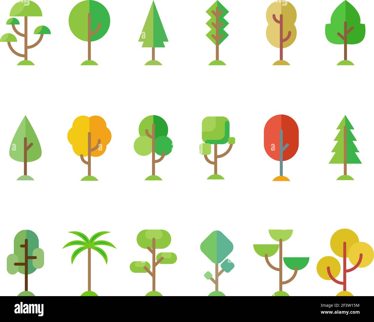 Forest flat icons, trees flat collection. Eco life nature flat icons ...