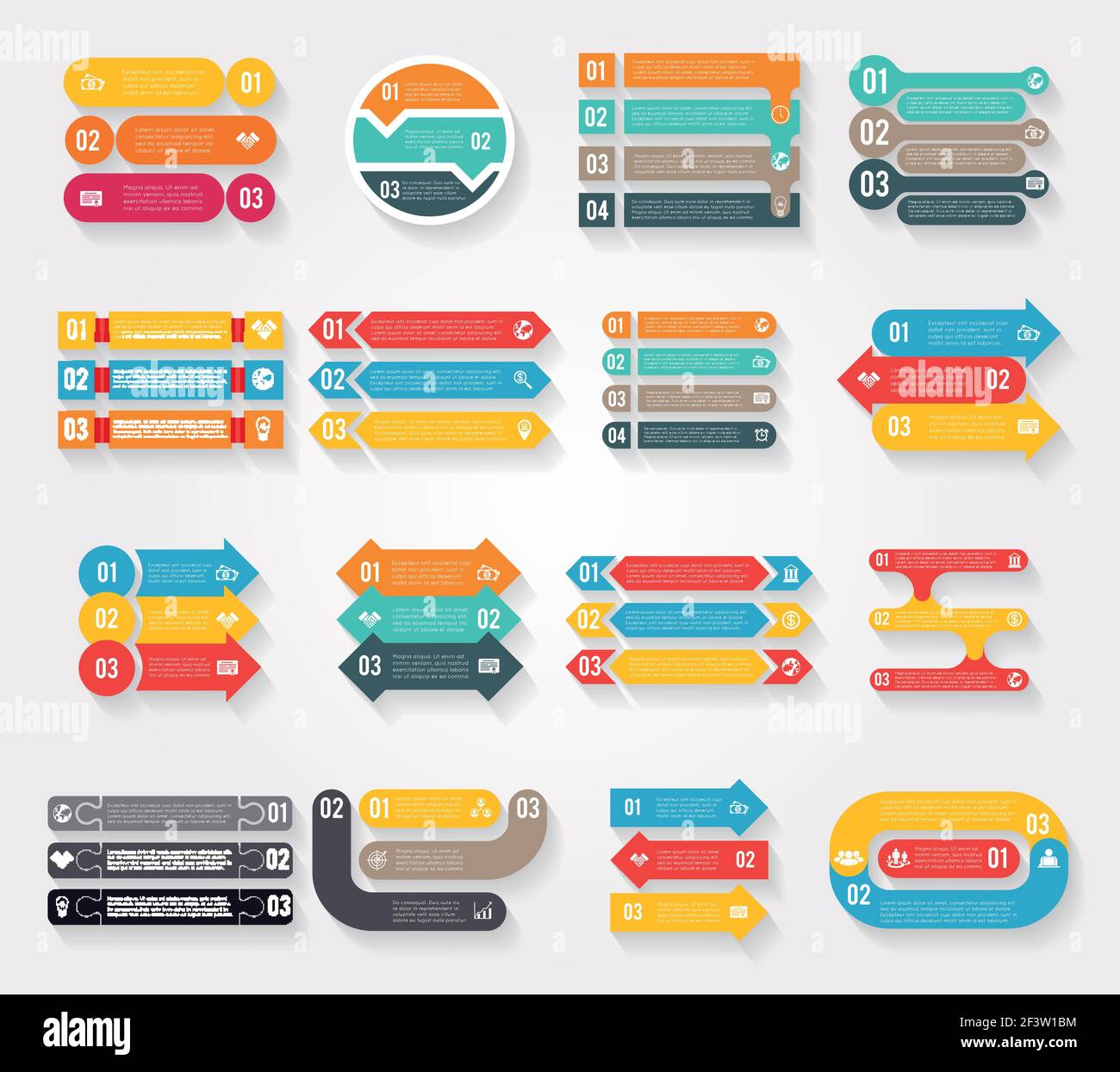 Arrows infographics elements. Arrows charts and diagrams vector items ...