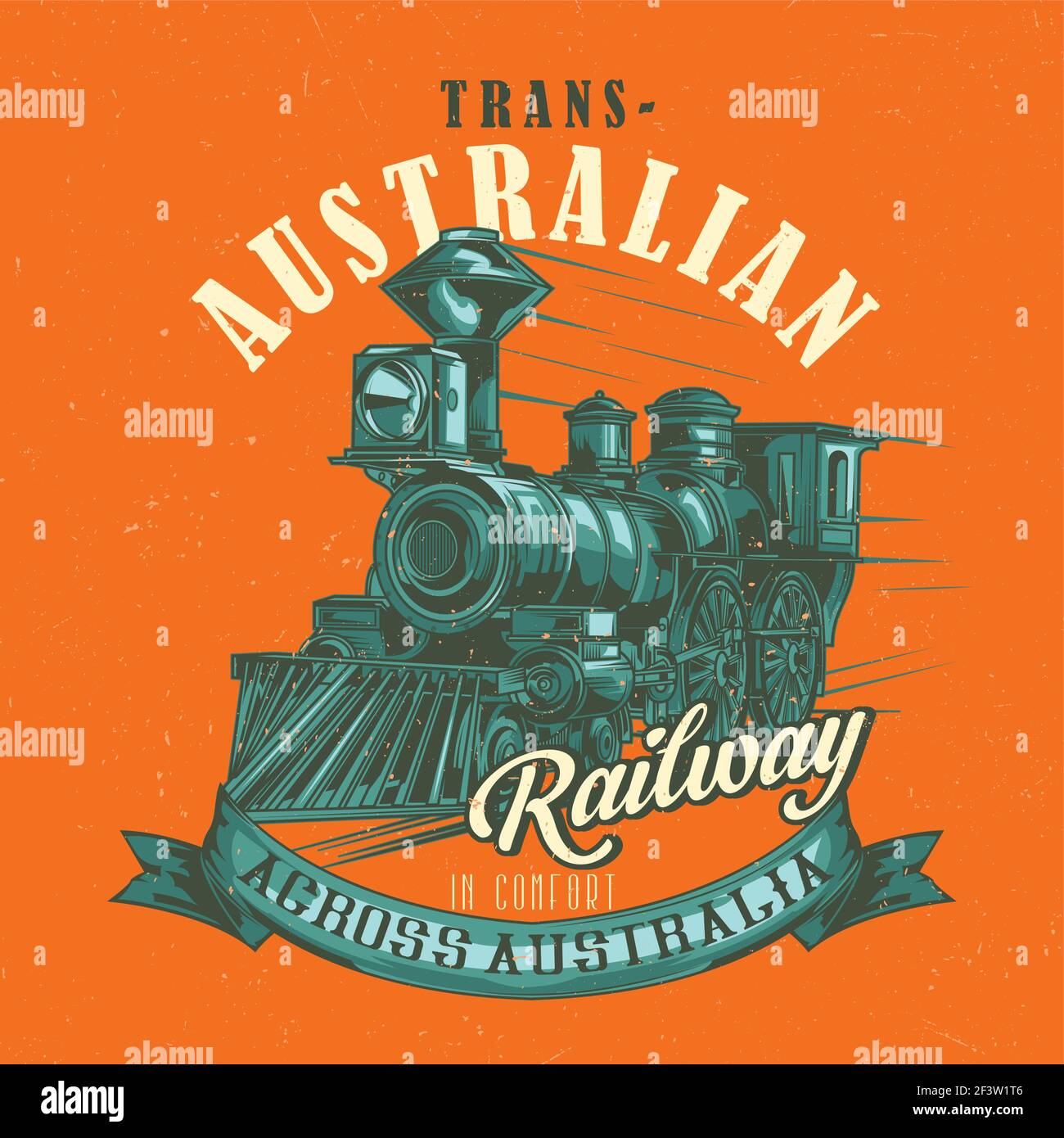 T-shirt label design with illustration of classic train Stock Vector ...