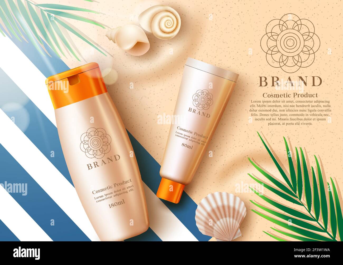 Cosmetics sunscreen product vector banner template. Cosmetic mock up ...
