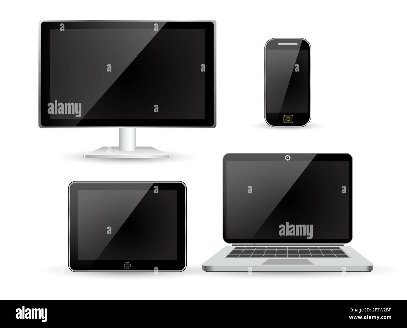 set realistic Monitors laptop tablet and phone Stock Vector Image & Art ...