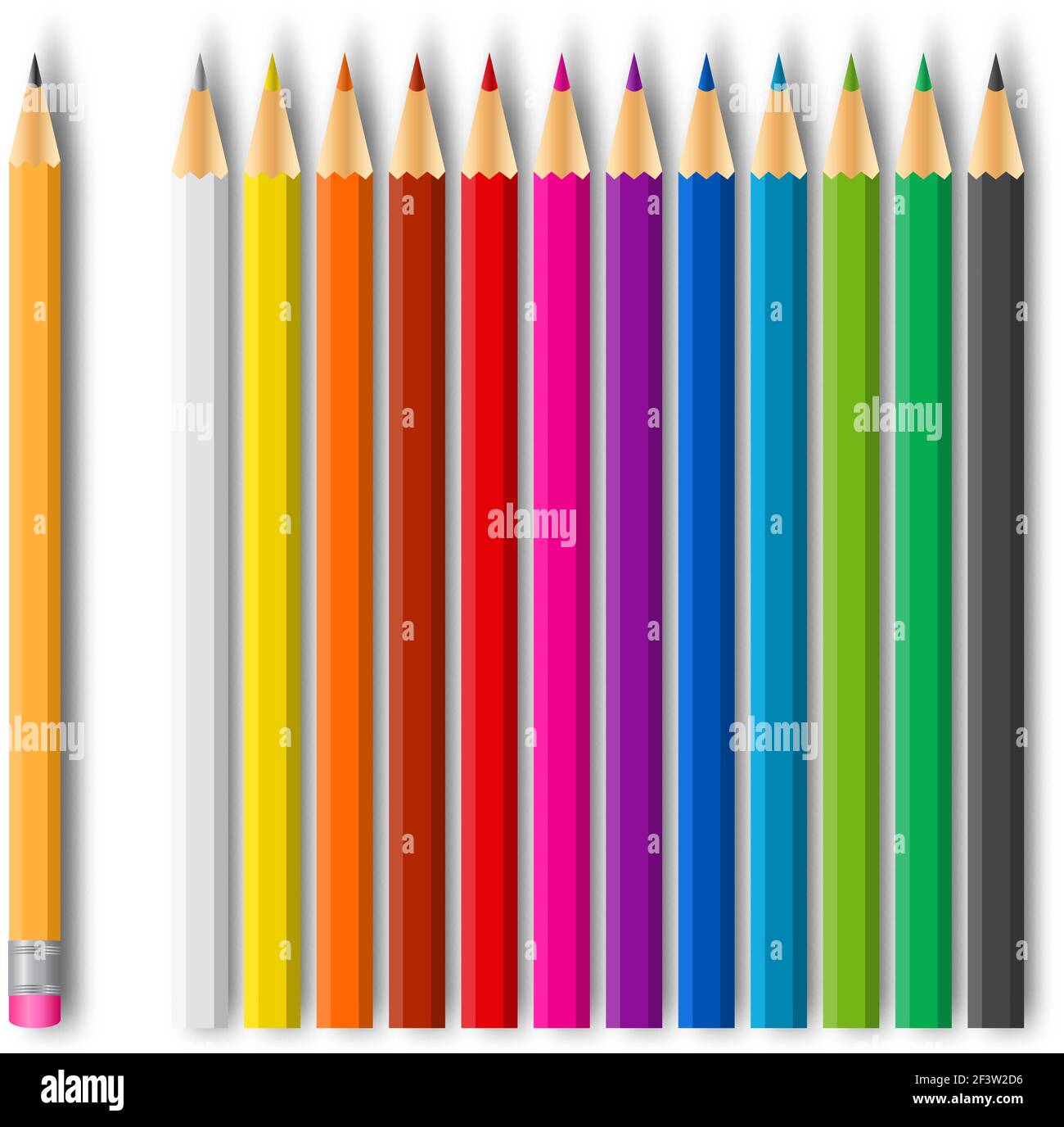 set of colored pencils Stock Vector Image & Art - Alamy