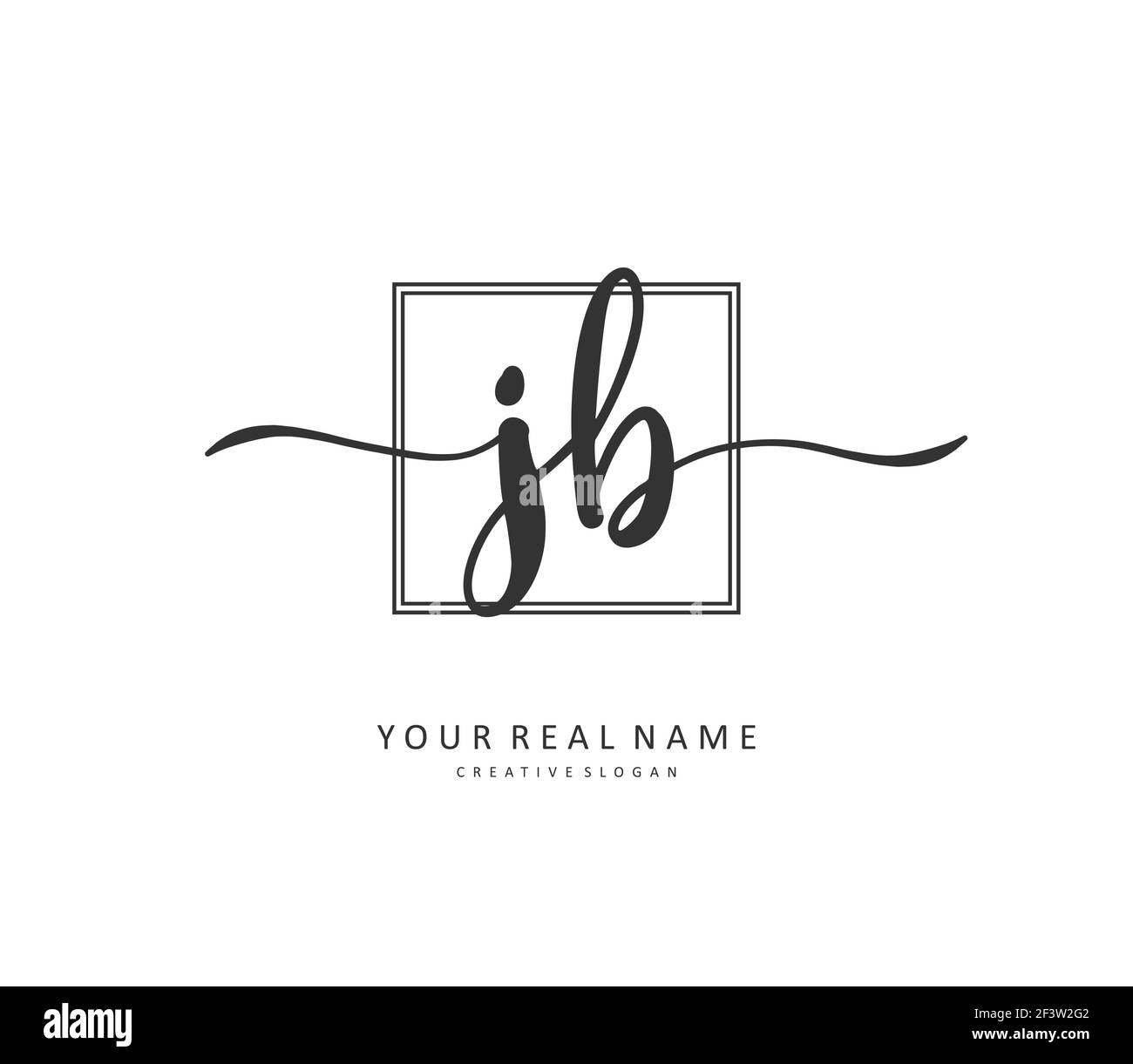 J B JB Initial letter handwriting and signature logo. A concept ...