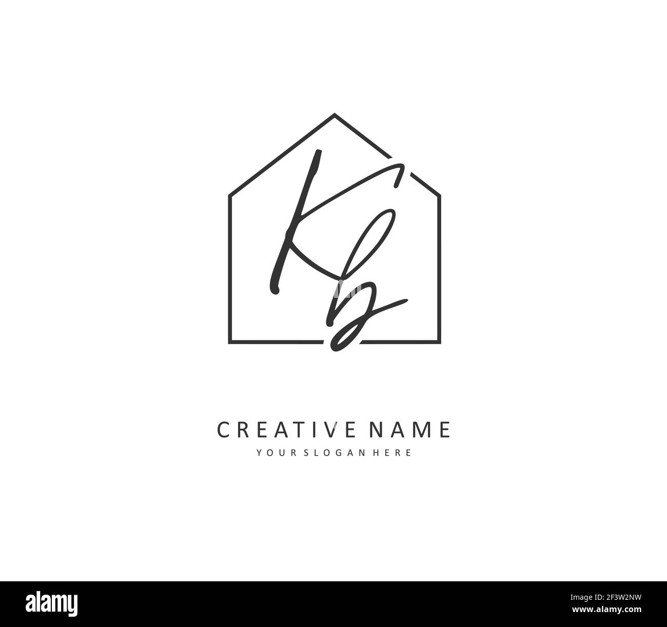 K B KB Initial letter handwriting and signature logo. A concept ...