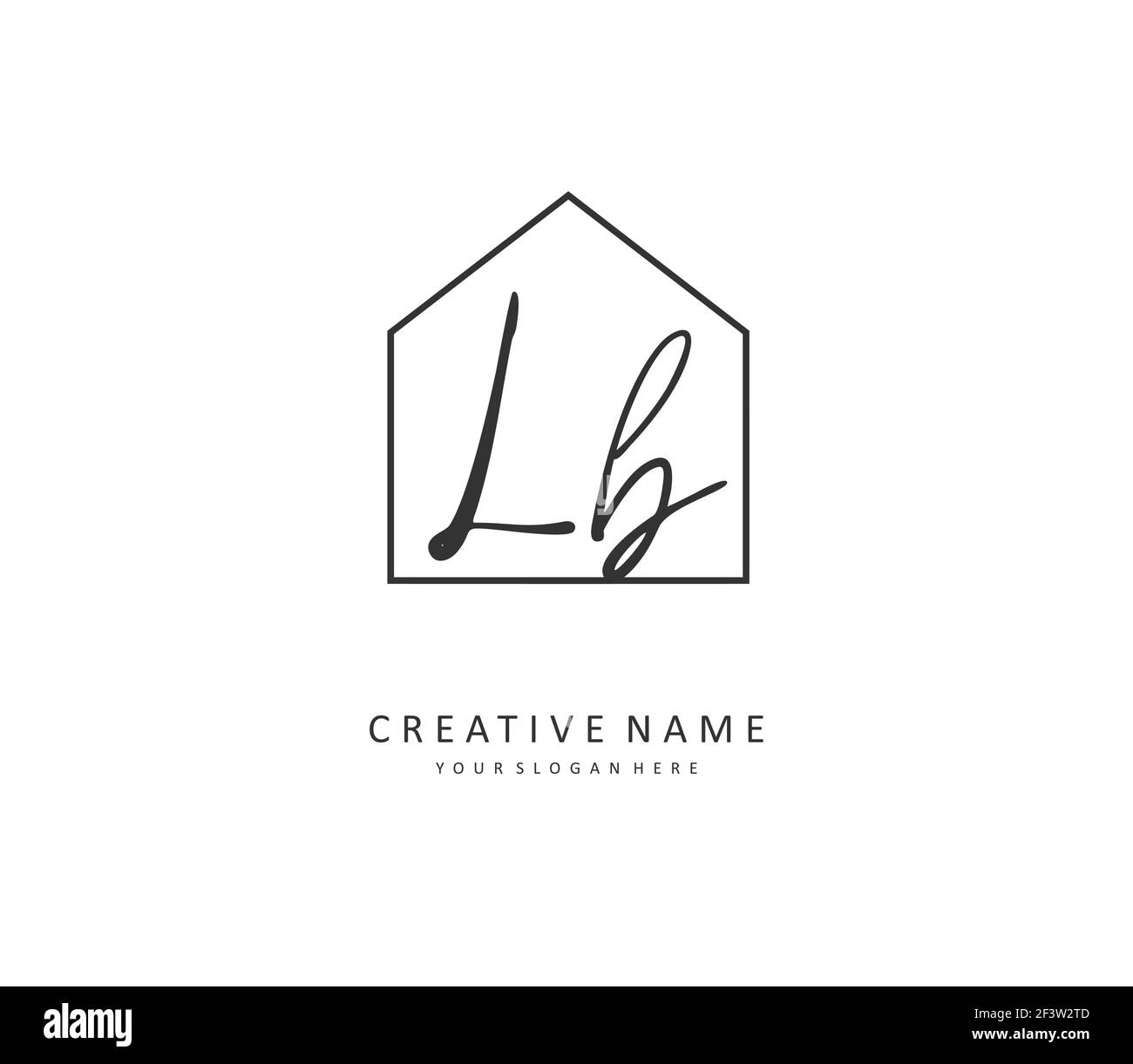 L B LB Initial letter handwriting and signature logo. A concept ...