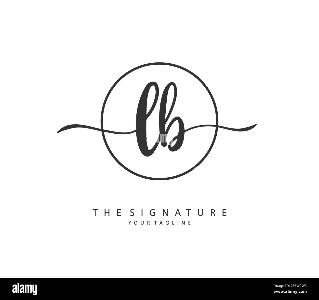 L B LB Initial letter handwriting and signature logo. A concept ...