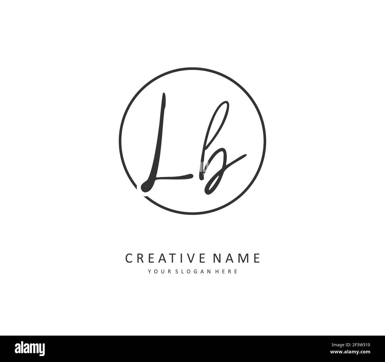 L B LB Initial letter handwriting and signature logo. A concept ...