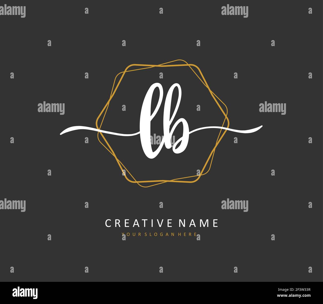 L B LB Initial letter handwriting and signature logo. A concept ...
