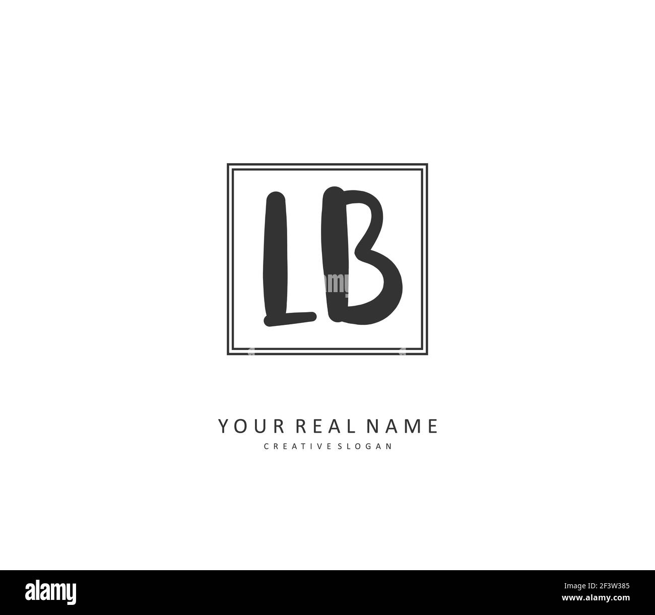 L B LB Initial letter handwriting and signature logo. A concept ...